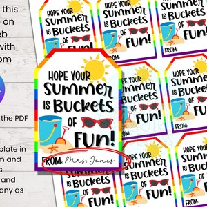 Buckets of Fun Gift Tag, Editable End of School Year Tag, Teacher ...