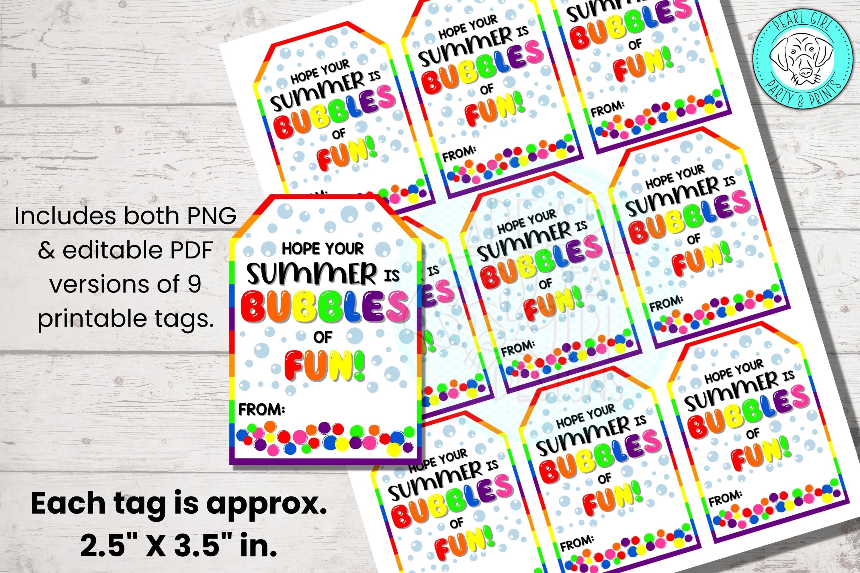 Bubbles of Fun Gift Tag, Editable End of School Year Tag, Teacher ...