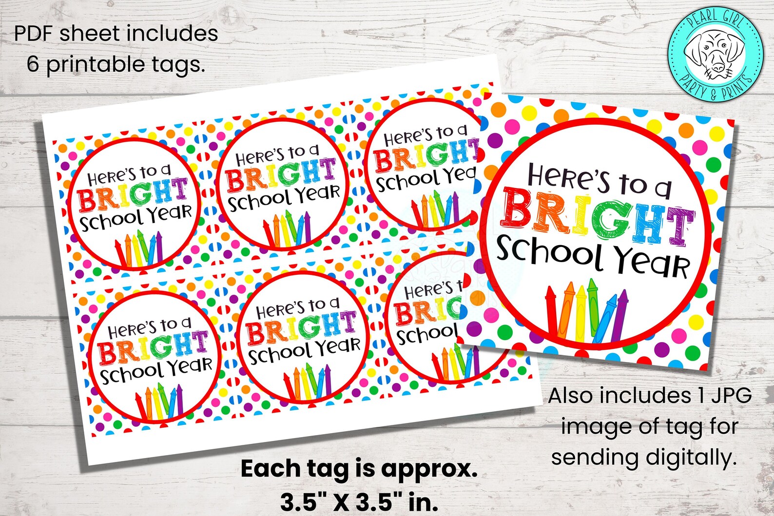 Bright School Year Gift Tag: Printable Teacher PTA Student Tag (instant ...