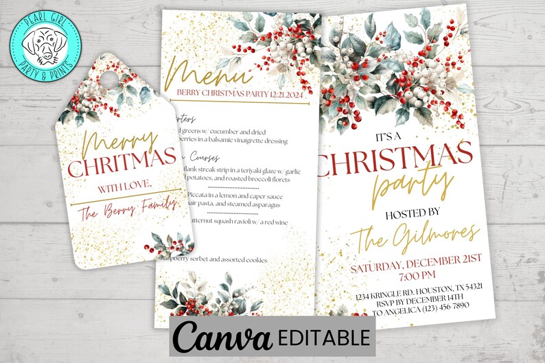 Christmas Dinner Menu Template, Printable Christmas Dinner Menu ...