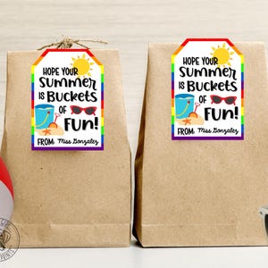 Buckets of Fun Gift Tag, Editable End of School Year Tag, Teacher ...