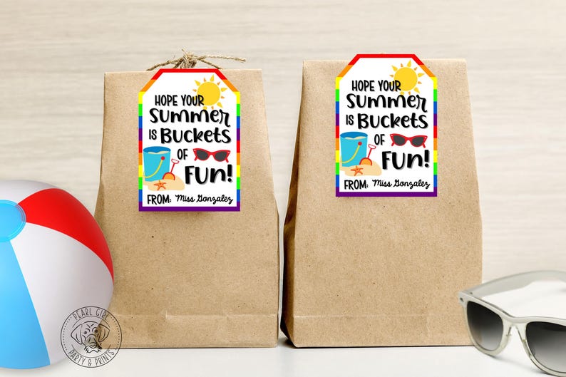 Buckets of Fun Gift Tag, Editable End of School Year Tag, Teacher ...
