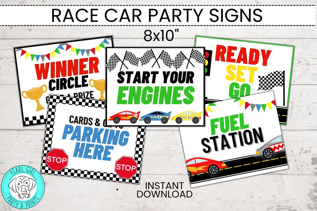 Race Car Party Signs, Race Car Birthday Party Decoration, Car Party ...