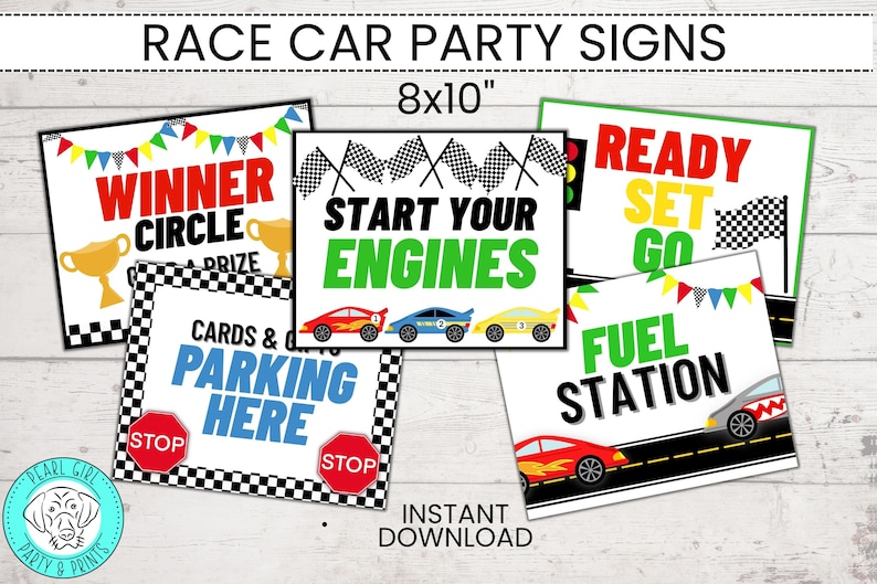 Race Car Party Signs, Race Car Birthday Party Decoration, Car Party ...