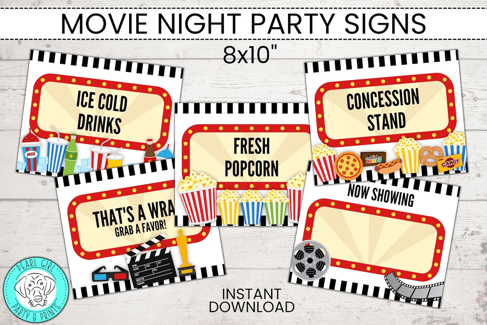 Movie Night Party Signs, Movie Night Birthday, Backyard Movie Night ...