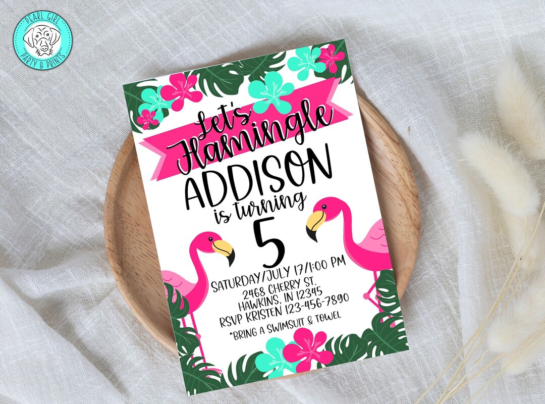 Flamingo Birthday Invitation, Flamingo Birthday Invite, Tropical ...