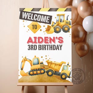 Construction Birthday Sign, Construction Birthday Welcome Sign ...