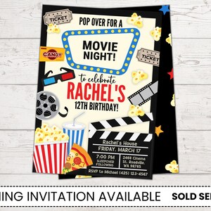 Movie Night Party Signs, Movie Night Birthday, Backyard Movie Night ...