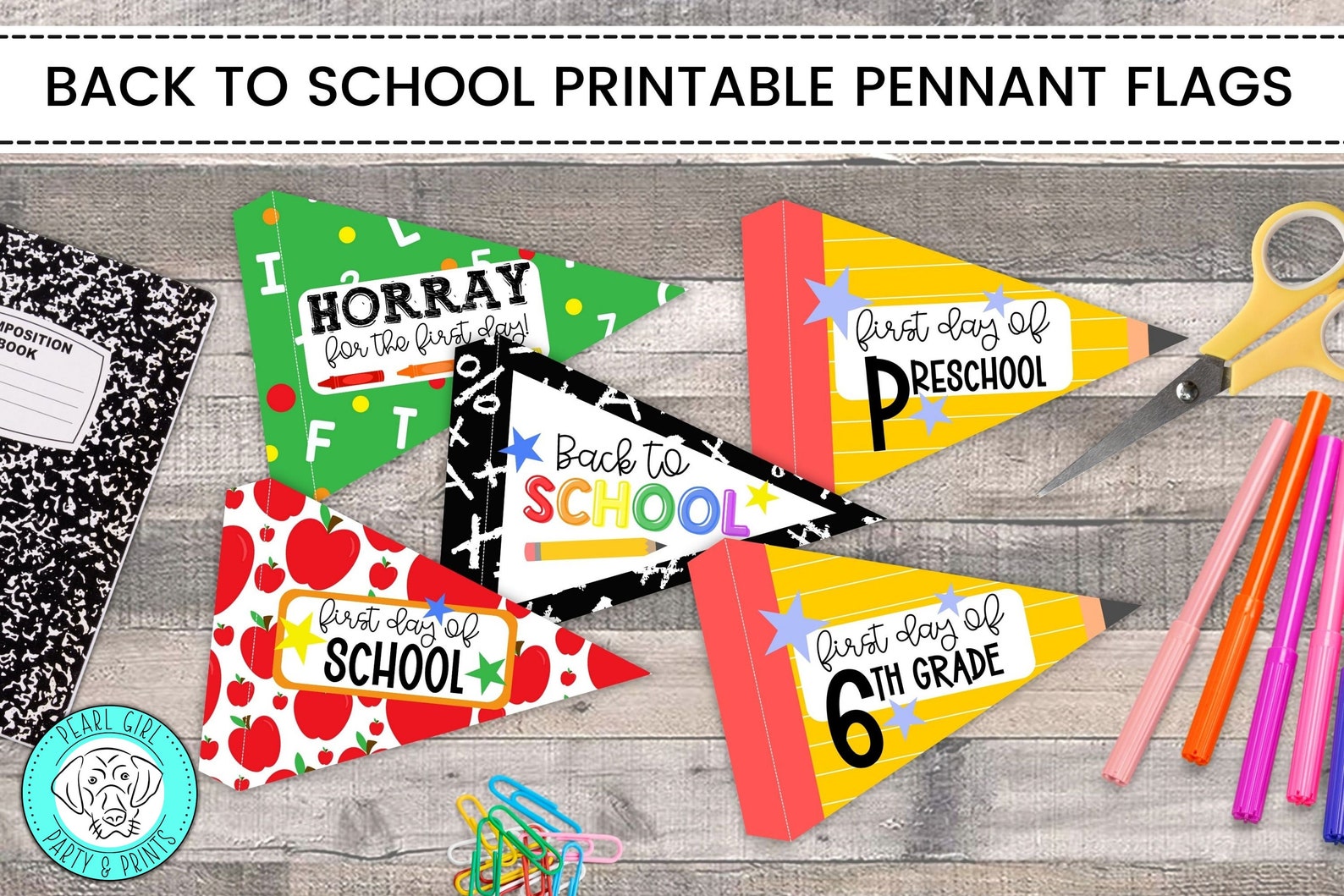 First Day of School Flag, Back to School Printable, First Day of School ...