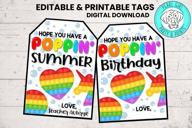 Back to School Gift Tag, Poppin' Gift Tags, Editable Gift Tag ...