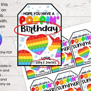 Back to School Gift Tag, Poppin' Gift Tags, Editable Gift Tag ...