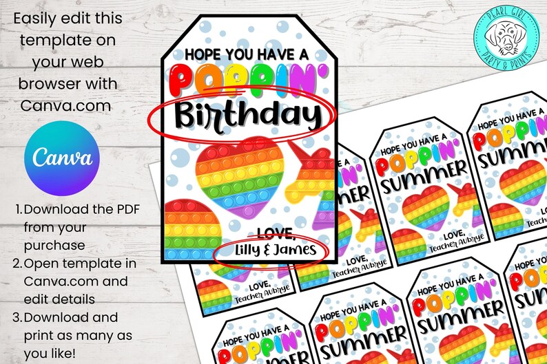 Back to School Gift Tag, Poppin' Gift Tags, Editable Gift Tag ...