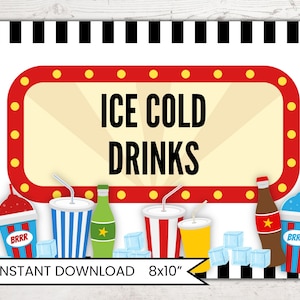 Movie Night Party Signs, Movie Night Birthday, Backyard Movie Night ...
