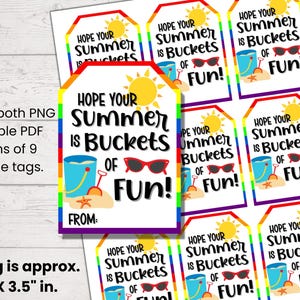 Buckets of Fun Gift Tag, Editable End of School Year Tag, Teacher ...
