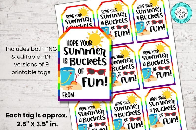 Buckets of Fun Gift Tag, Editable End of School Year Tag, Teacher ...
