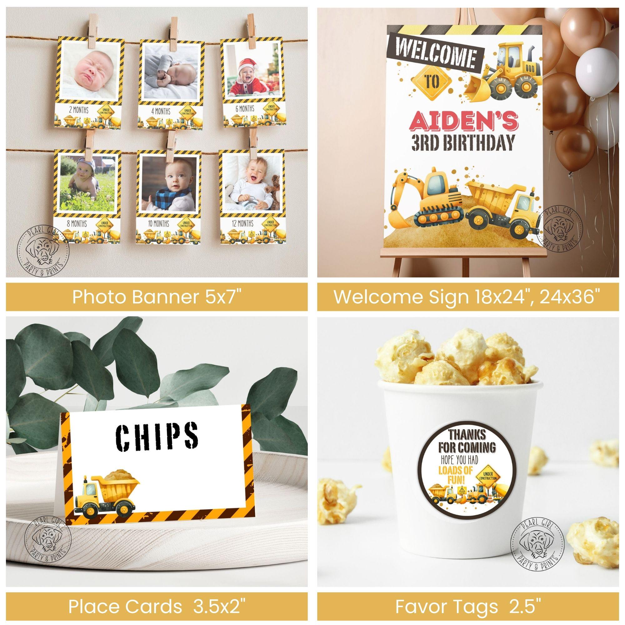 Editable Construction Birthday Party Bundle, Construction Party Favors ...