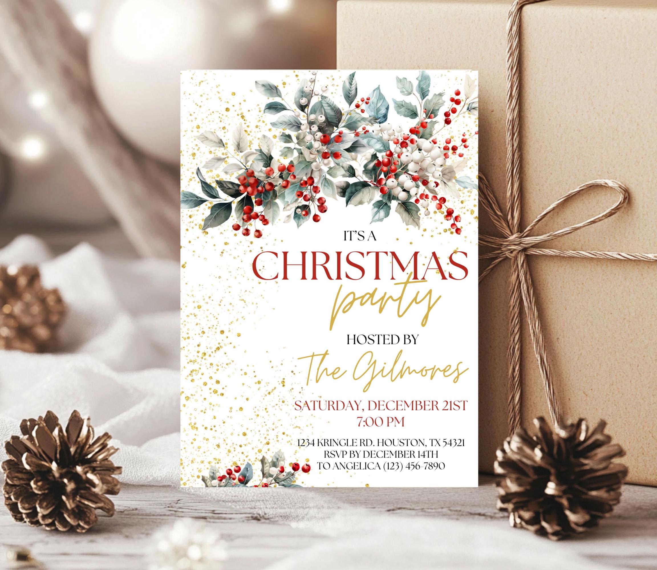 Editable Christmas Party Invitation: Elegant Holiday Design (digital ...