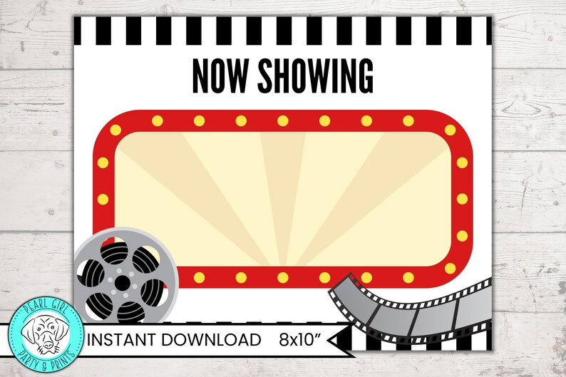 Movie Night Party Signs, Movie Night Birthday, Backyard Movie Night ...