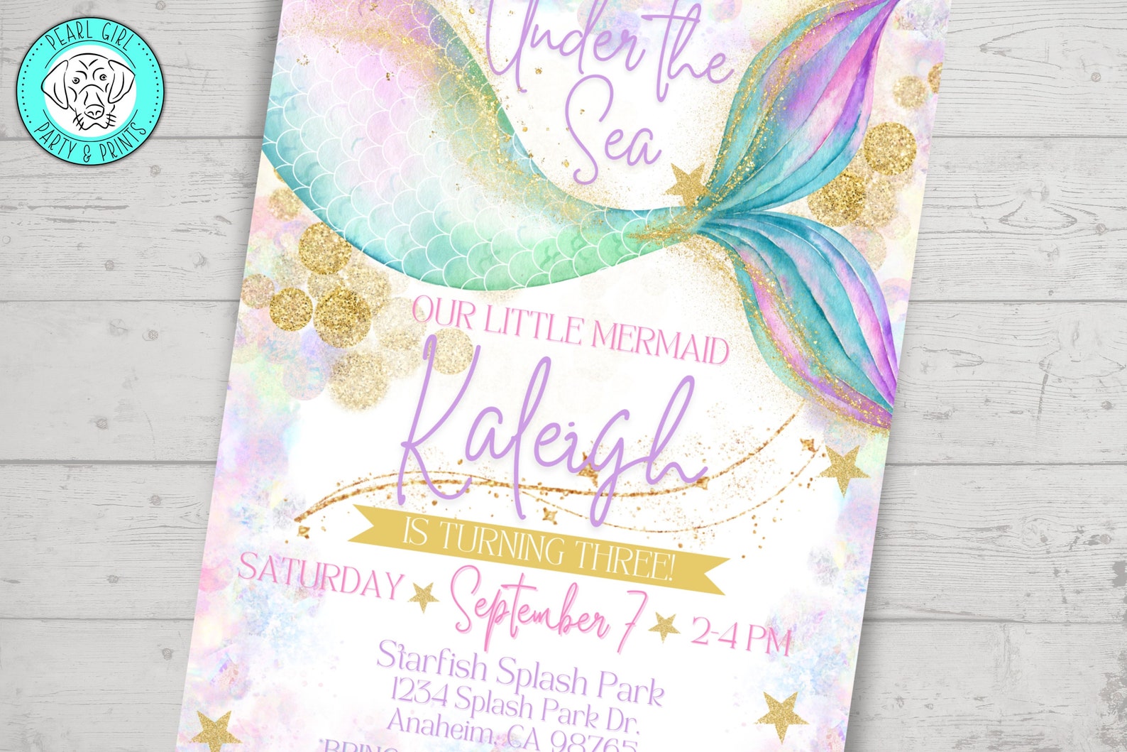 Editable Mermaid Birthday Invitation: Under the Sea Party (digital ...