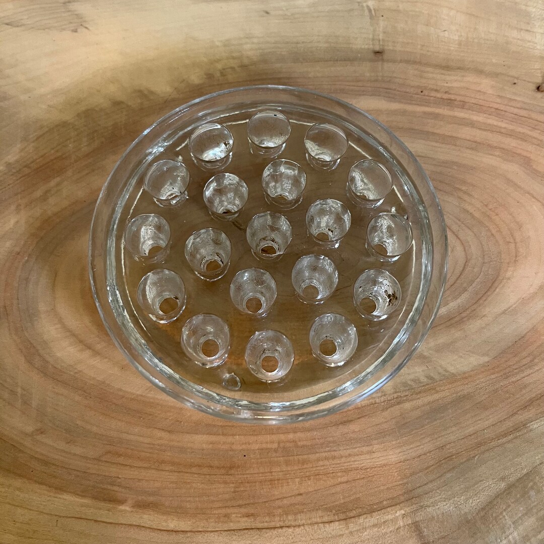 Vintage Solid Clear Glass Flower Frog 19 Holes 5 - Etsy