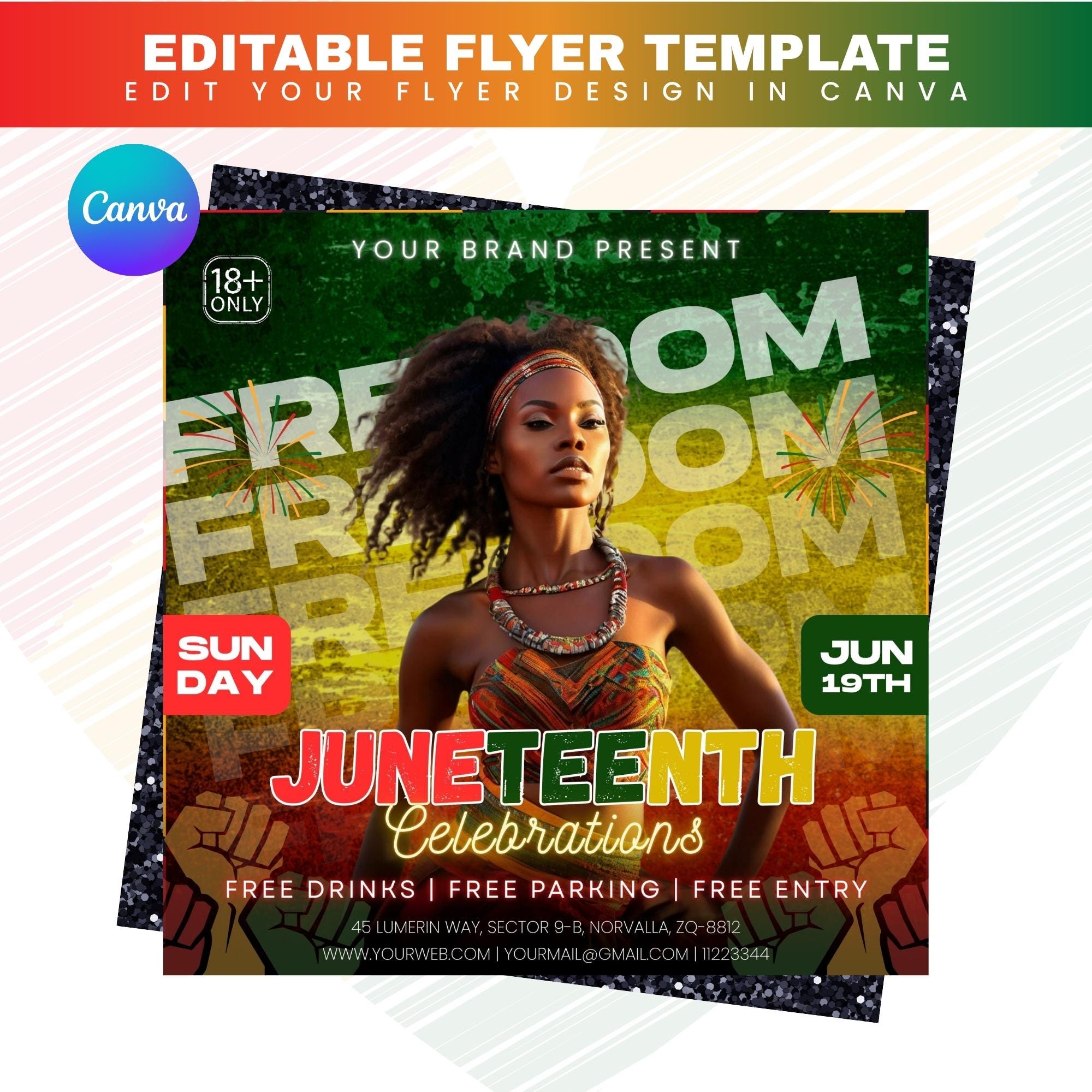Juneteenth Party Flyer, Juneteenth Club Flyer, Party Invitation ...