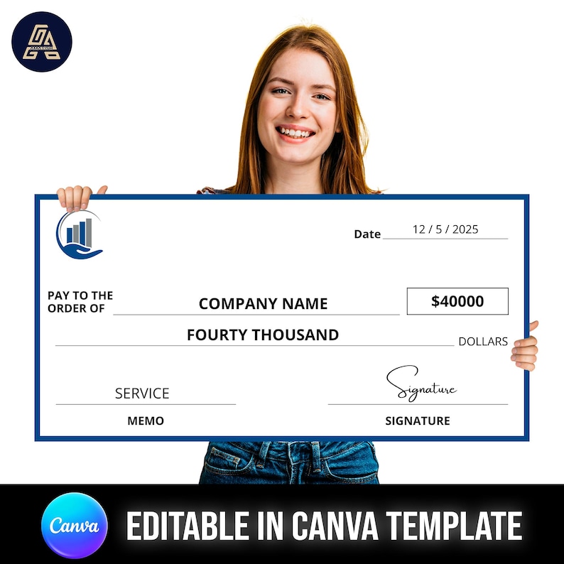 Large Charity Cheque Template, Fundraising Event, Canva Editable (digital Download) - Etsy