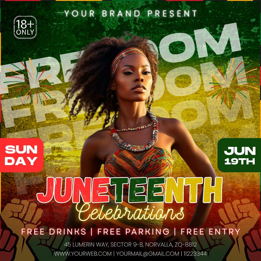 Juneteenth Party Flyer, Juneteenth Club Flyer, Party Invitation ...