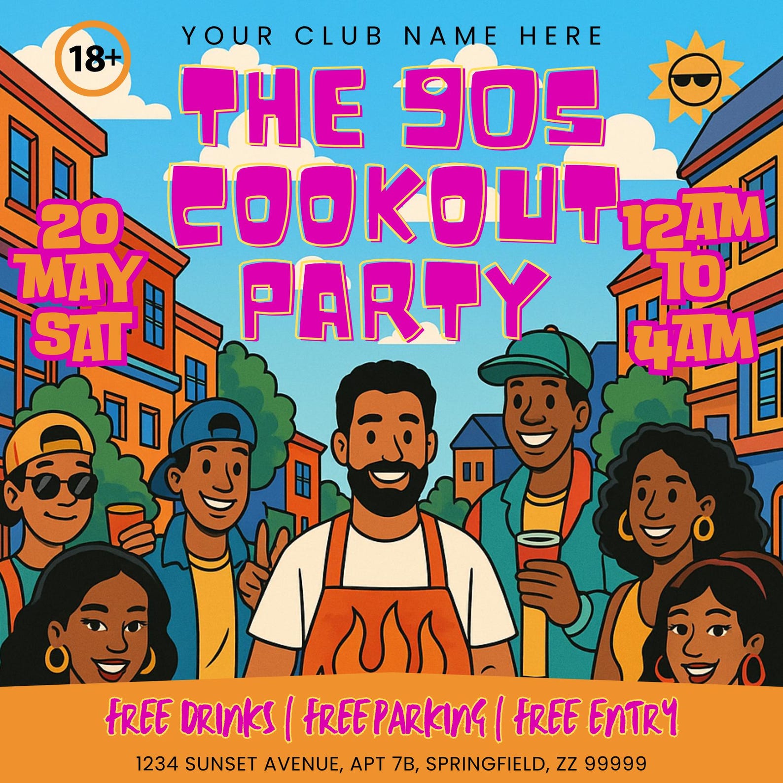 90s Cookout Party Flyer, Summer Party Flyer, Club Party Flyer, Summer ...