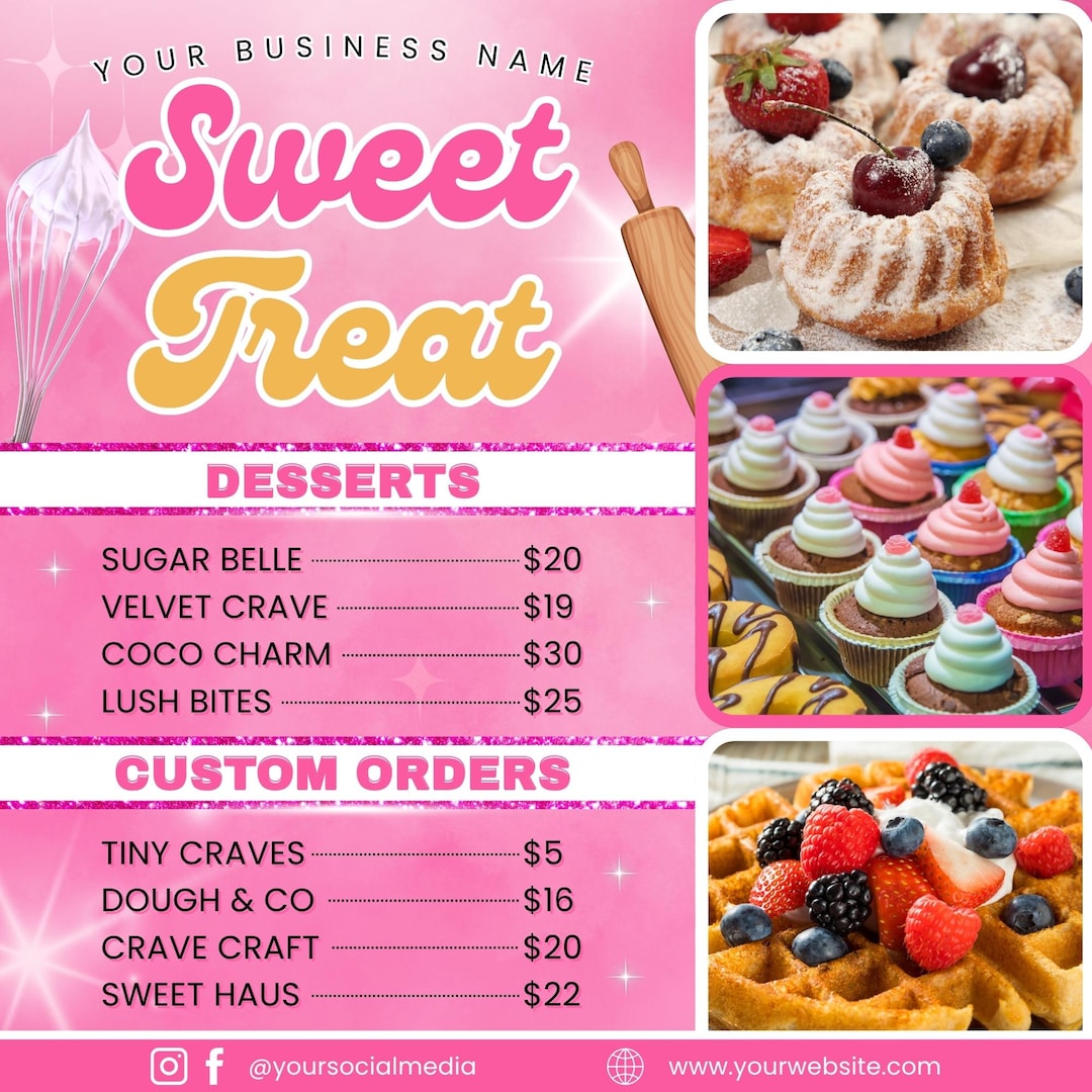 Editable Bakery Flyer Template, Sweet Treats, Business Flyer (canva) - Etsy