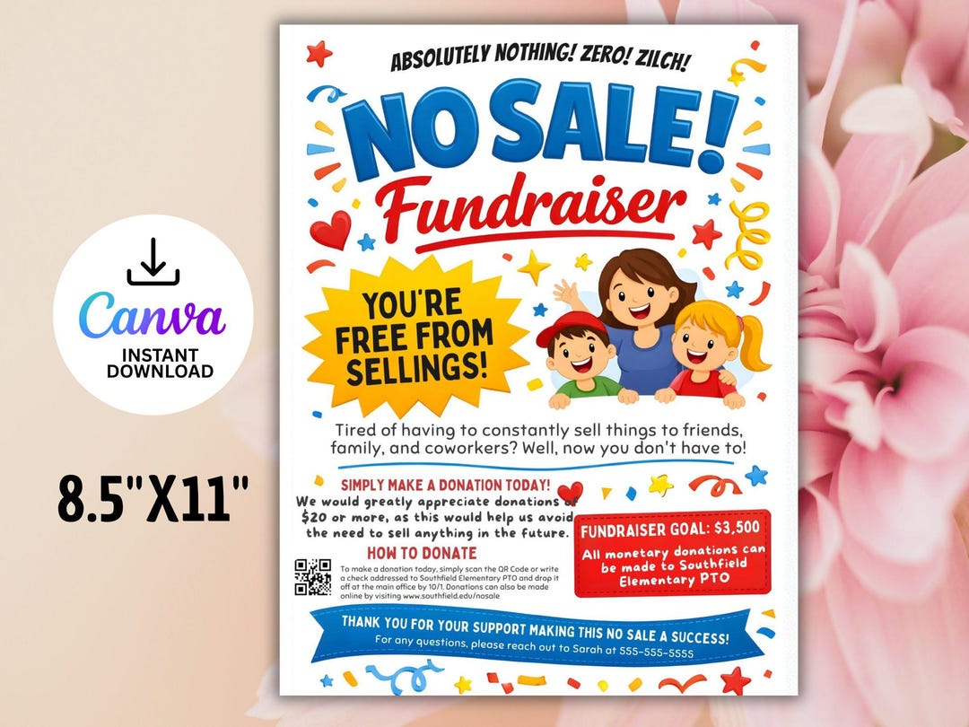Fundraiser Flyer Template, School PTO Canva Template (digital Download ...
