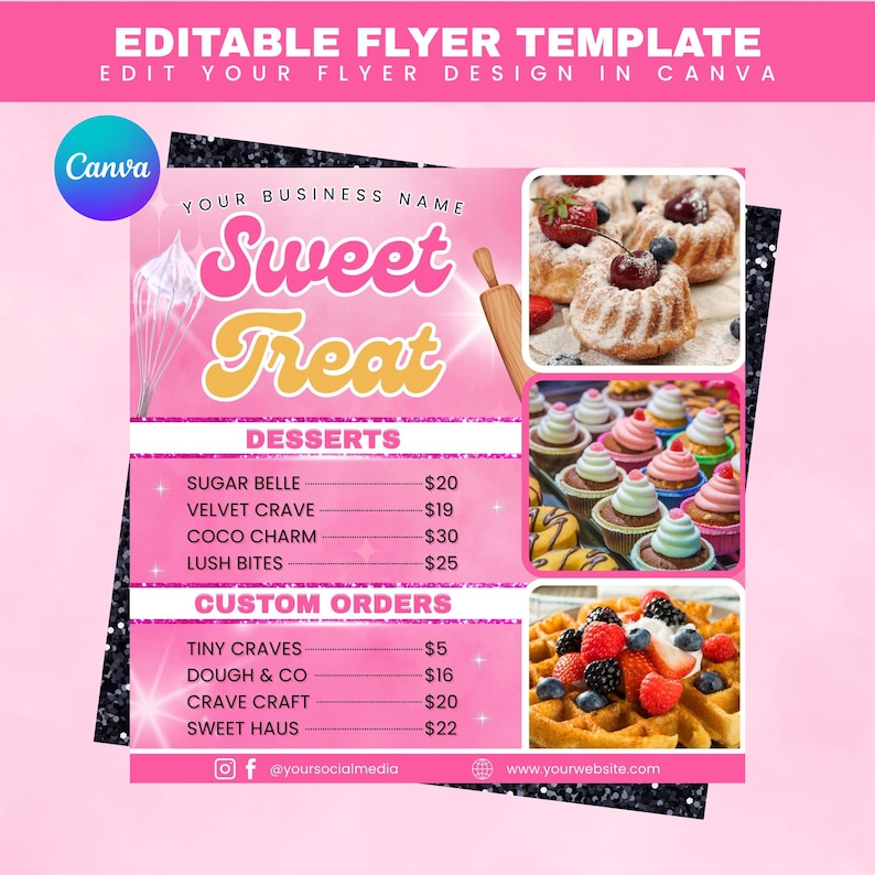 Editable Bakery Flyer Template, Sweet Treats, Business Flyer (canva) - Etsy