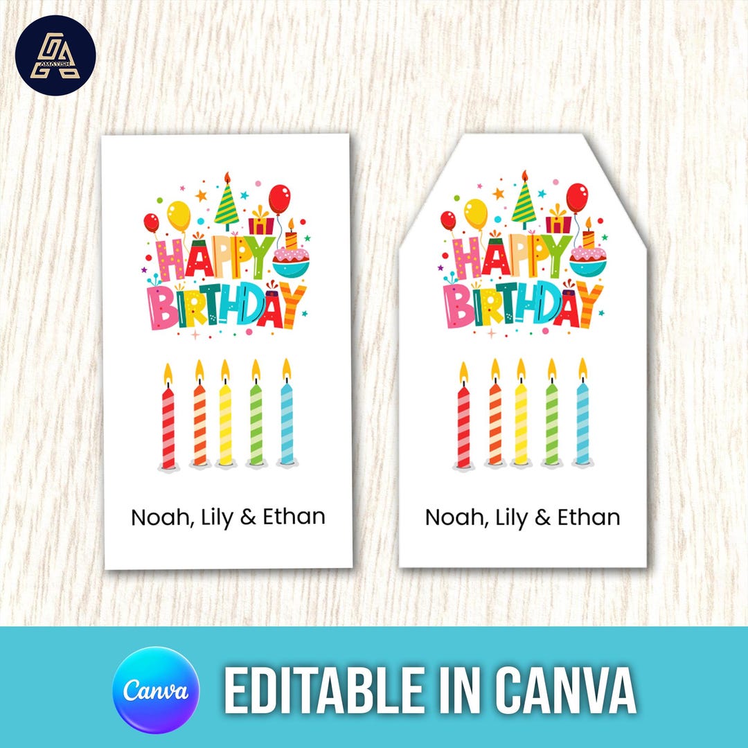 Printable Birthday Tags, Happy Birthday Gift Tag, Instant Download ...