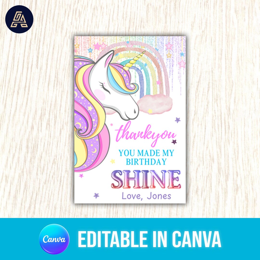 Unicorn Birthday Tag Template, Printable Happy Birthday Gift Tag ...