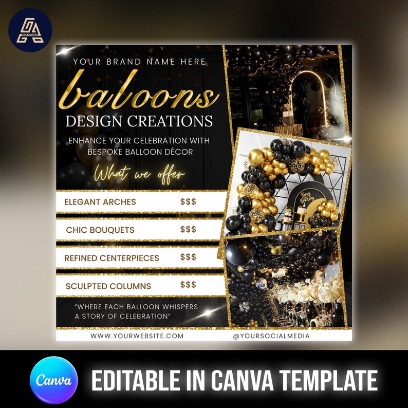 Balloon Decor Flyer Template, DIY Birthday Party, Canva Editable ...