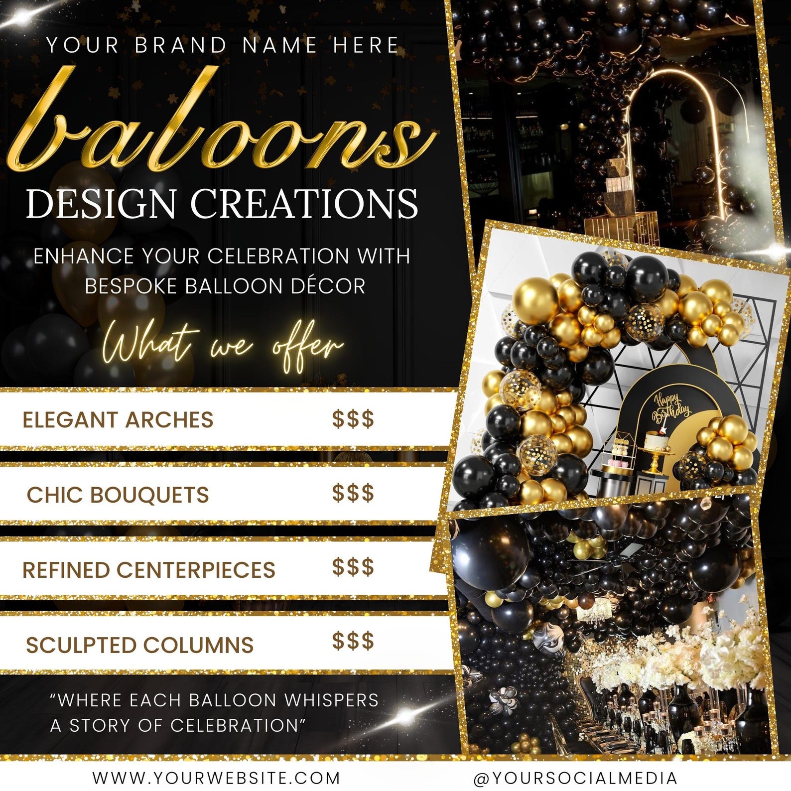 Balloon Decor Flyer Template, DIY Birthday Party, Canva Editable ...