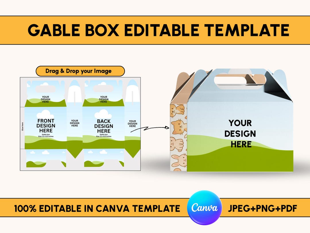 Gable Box Template Set, DIY Gift Box, Canva Compatible (digital ...