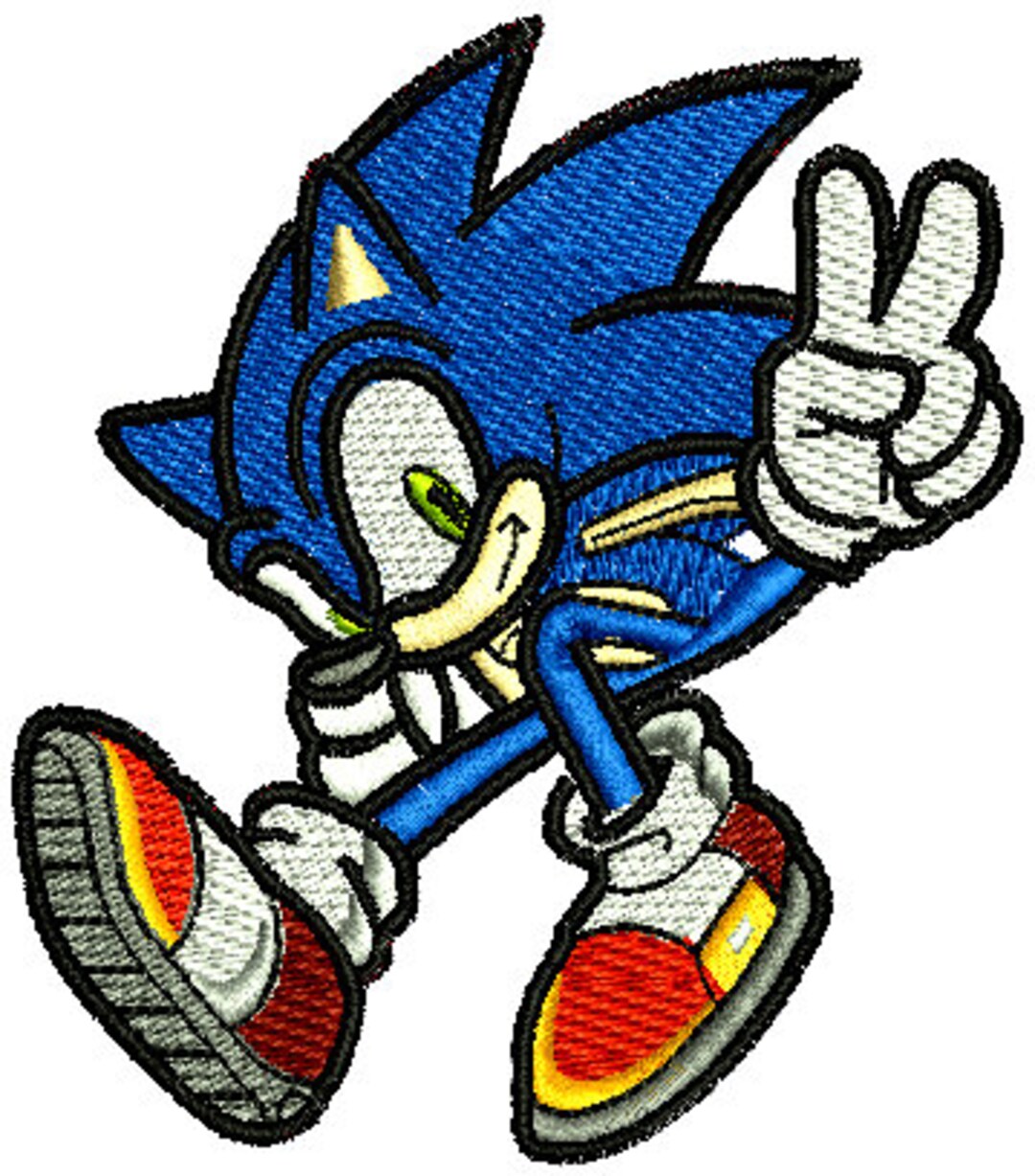Sonic Embroidery Design, Digitized Sonic Logo Design, Embroidery Sonic ...