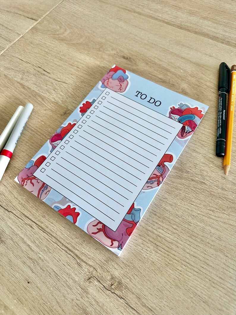 Heart Anatomy To-do List Notepad - Etsy