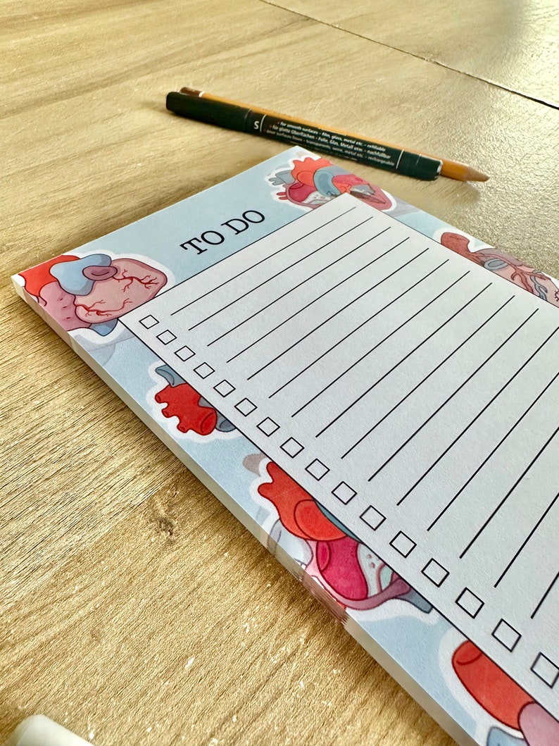 Heart Anatomy To-do List Notepad - Etsy