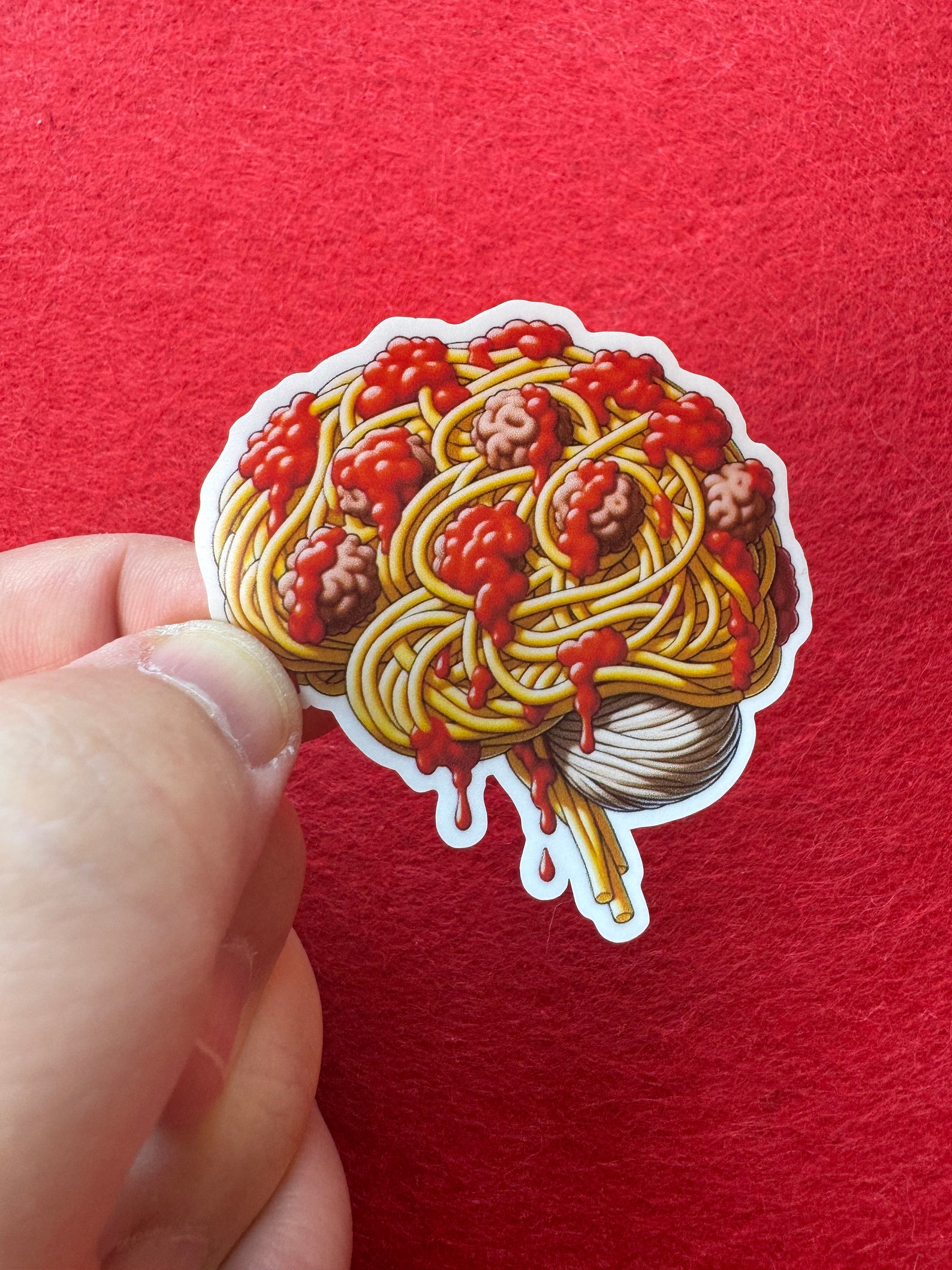 Spaghetti and Meatballs Brain Die Cut Vinyl Sticker - Etsy