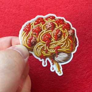 Spaghetti and Meatballs Brain Die Cut Vinyl Sticker - Etsy