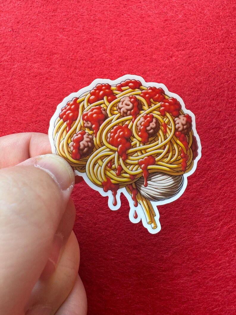 Spaghetti and Meatballs Brain Die Cut Vinyl Sticker - Etsy