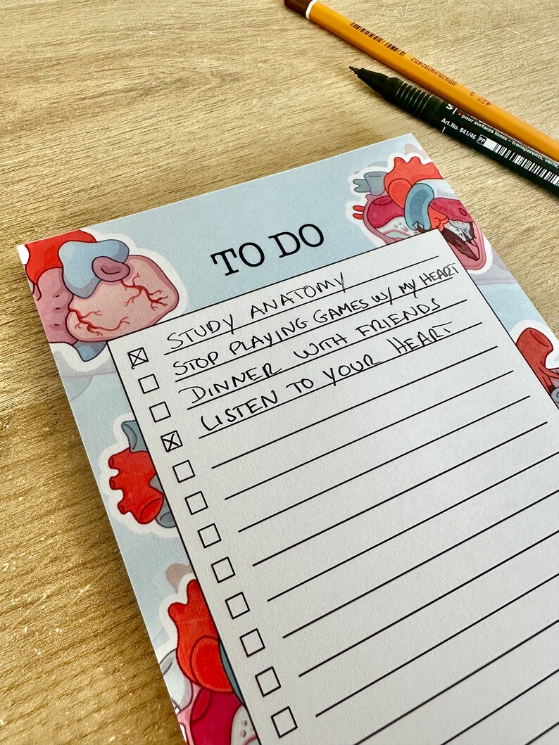 Heart Anatomy To-do List Notepad - Etsy