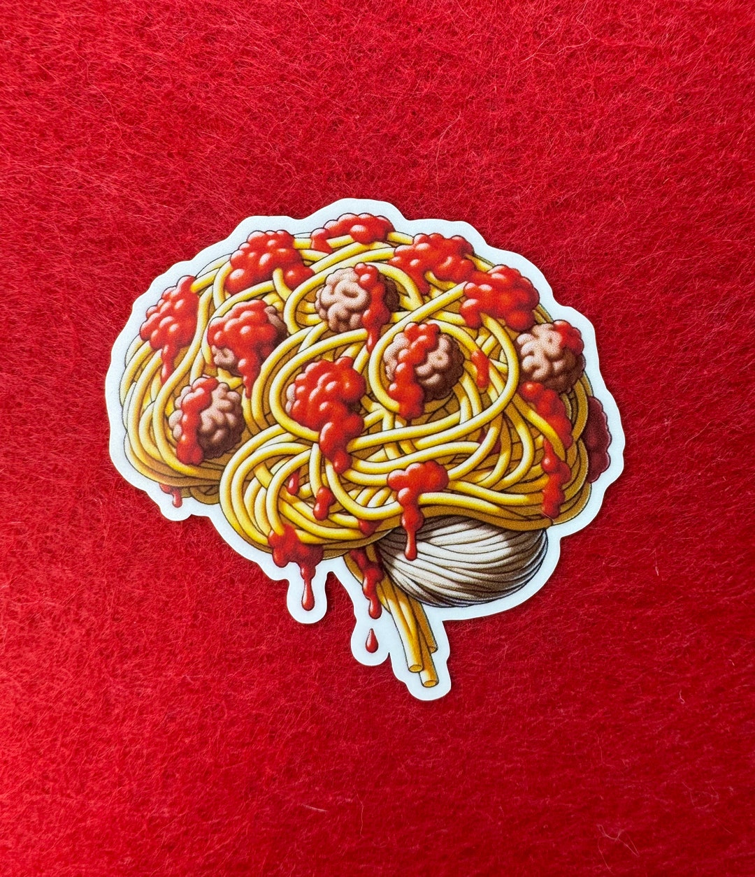 Spaghetti and Meatballs Brain Die Cut Vinyl Sticker - Etsy