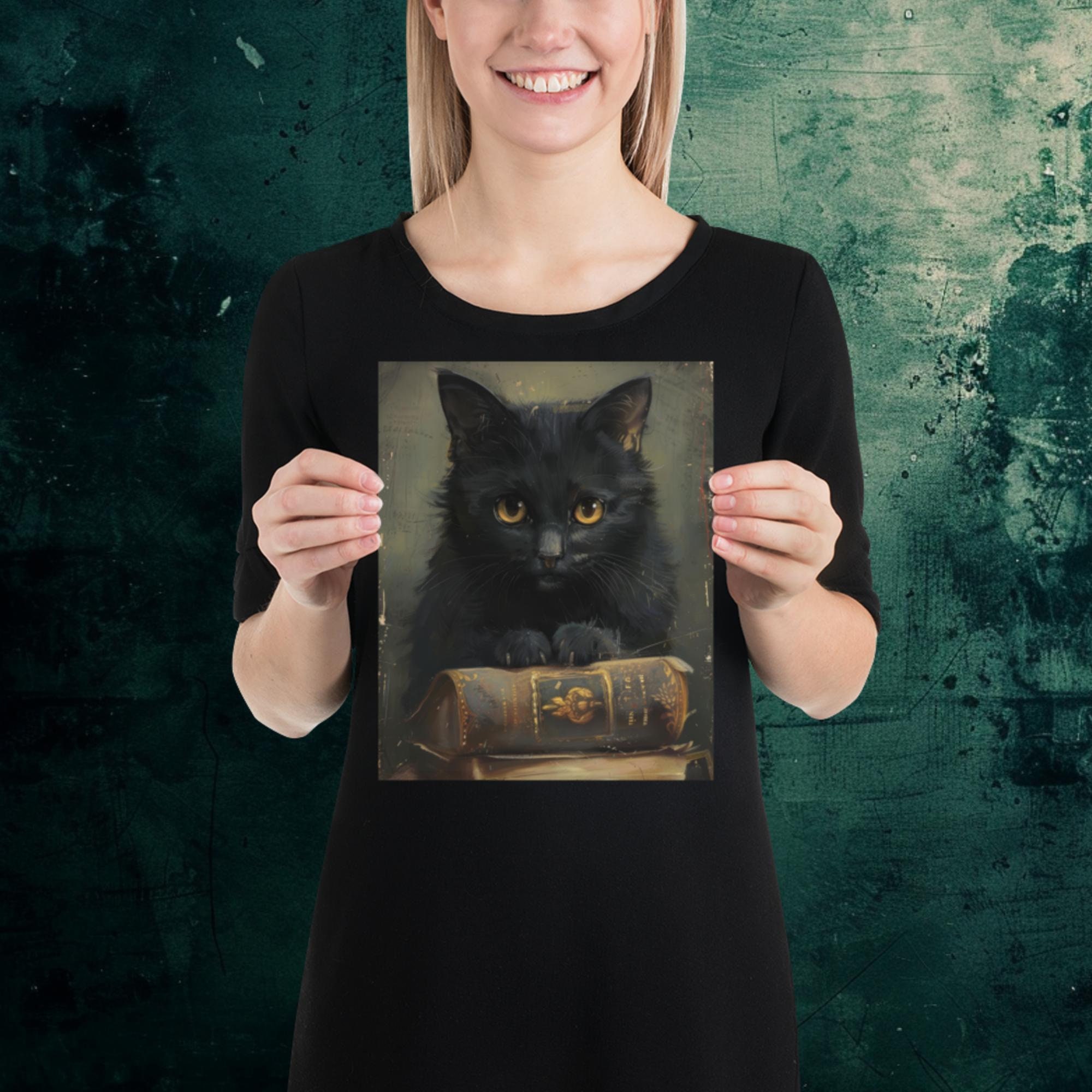 Gothic Black Cat, Painting Style, Art Poster Print, Home Decor ...