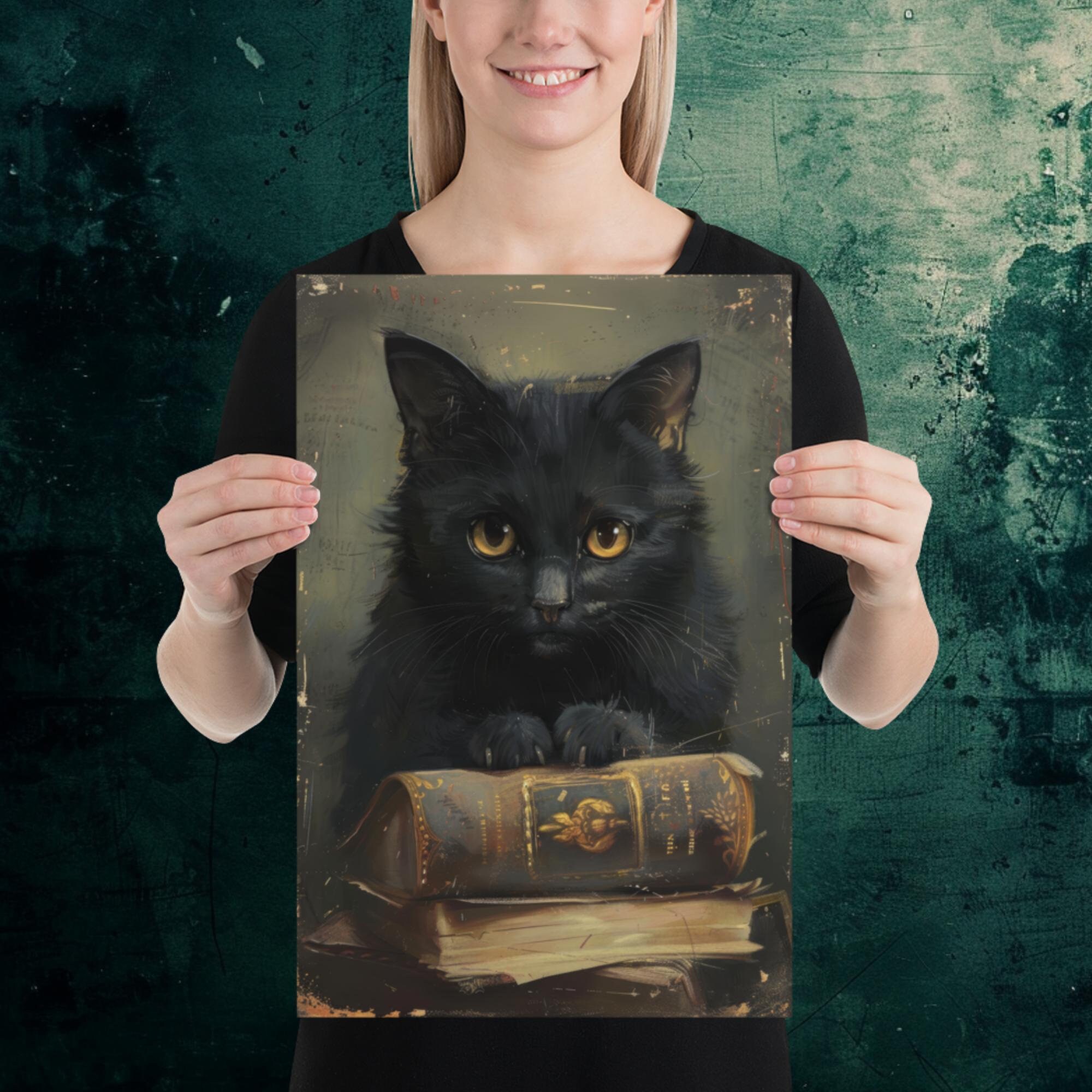 Gothic Black Cat, Painting Style, Art Poster Print, Home Decor ...