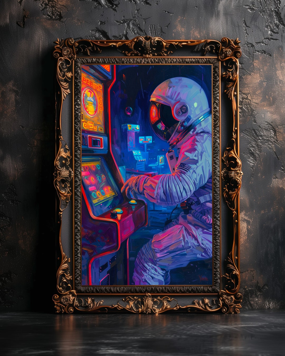Astronaut Space Arcade, Nostalgia Poster, Art Poster Print, Dark ...