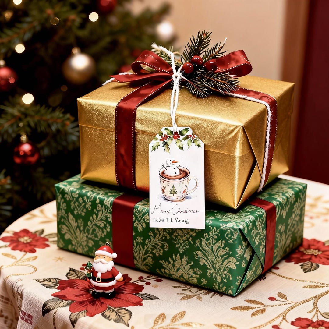 Editable Christmas Gift Tag Template: Watercolor Holiday Design ...
