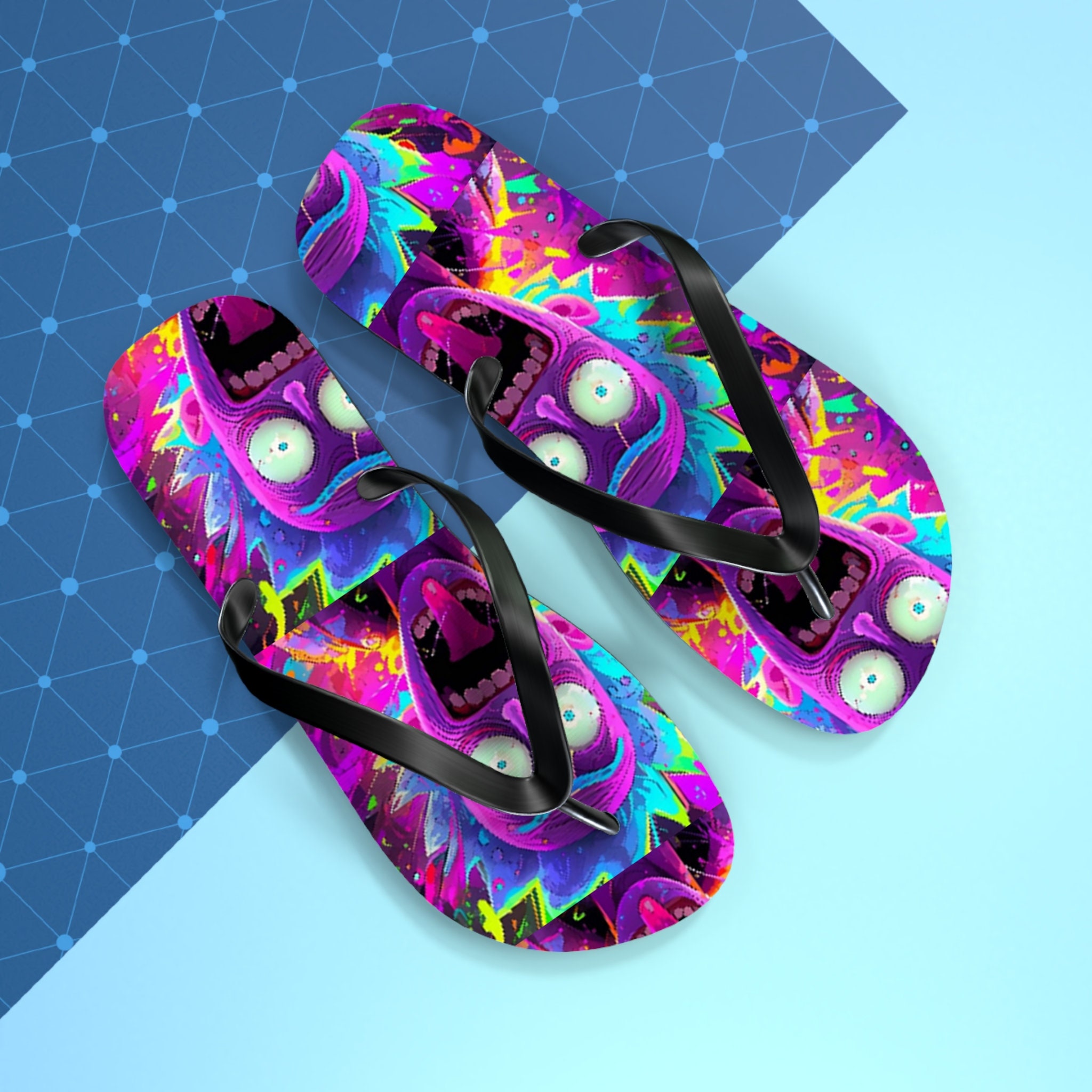Psychedelic Rick Sanchez Flip Flops - Etsy