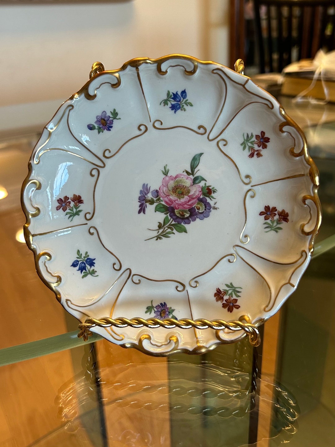 Vintage JLMENAU Graf Von Henneberg Porcelain Plate/saucer With Floral Pattern - Etsy